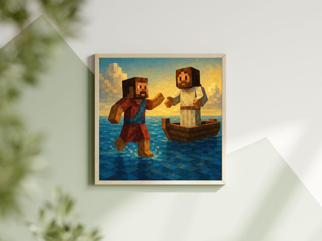 Minecraft Jesus Pixel Art Print, Christian Gamer Decor (digital ...