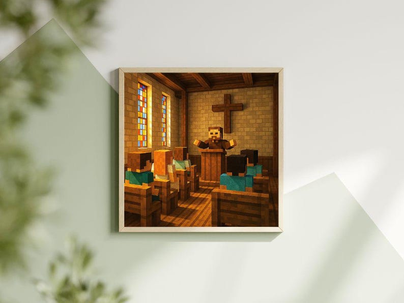 Minecraft Church Wall Art Printable – Christian Gamer Decor for Kids ...