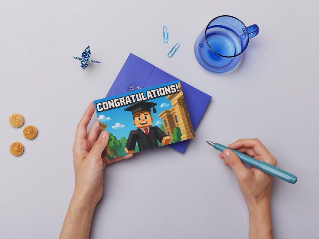 Minecraft Graduation Card – Pixel Art Gamer Congrats (digital Download ...