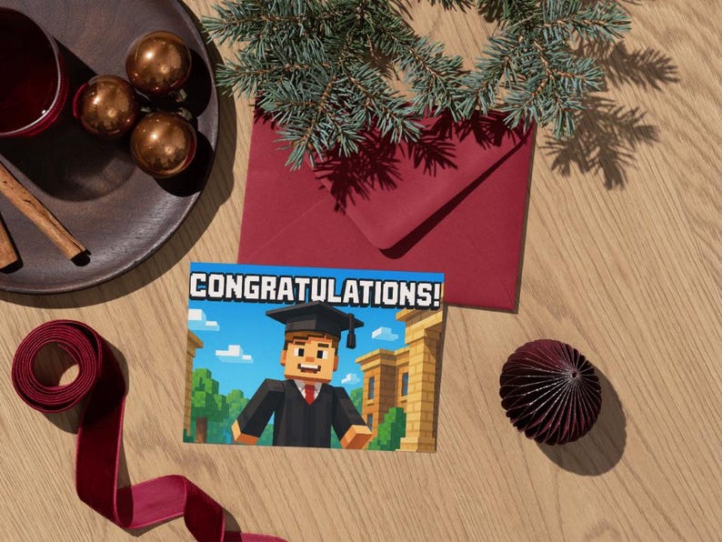 Minecraft Graduation Card – Pixel Art Gamer Congrats (digital Download ...