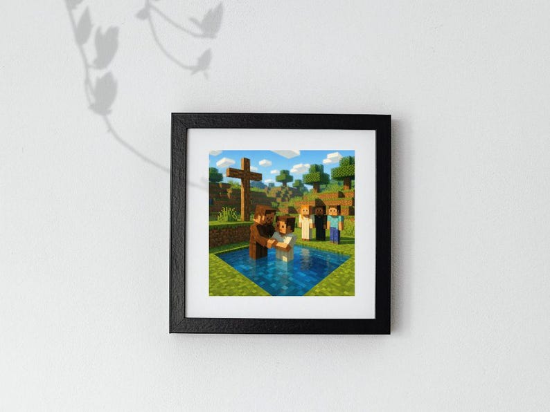 Minecraft Christian Baptism Printable Wall Art (digital Download) - Etsy