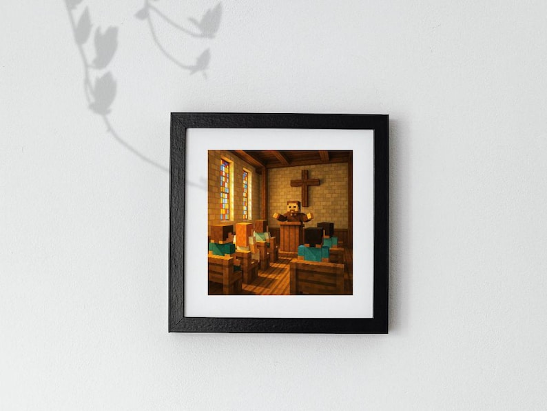 Minecraft Church Wall Art Printable – Christian Gamer Decor for Kids ...