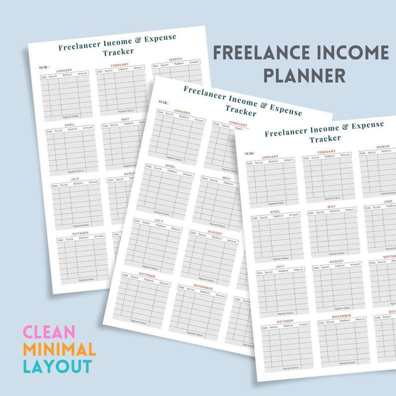 Freelance Income and Expense Tracker: Printable Business Budget (PDF ...