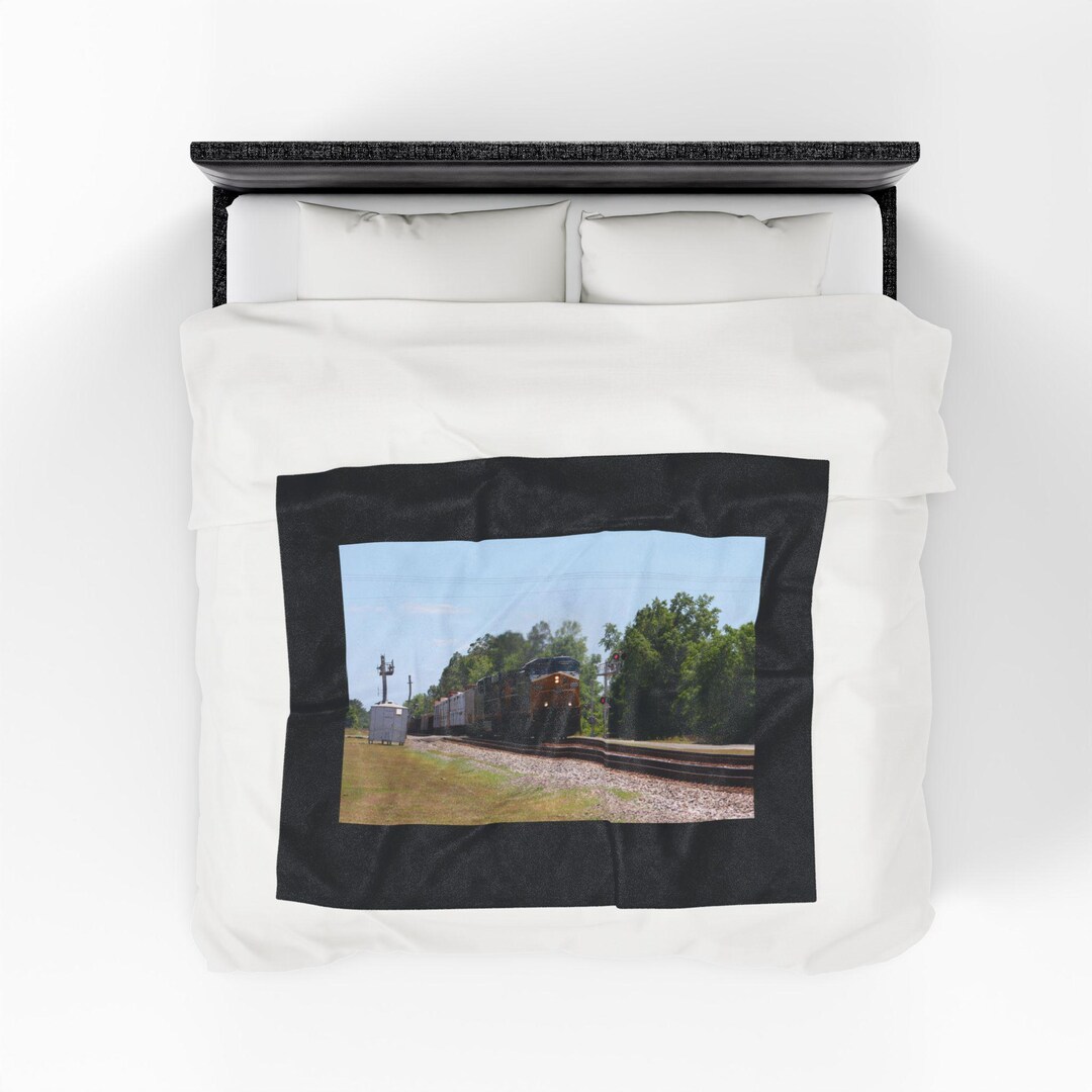 Velveteen Plush Blanket, Train Photo Throw, Railroad Lover Gift, Cozy ...