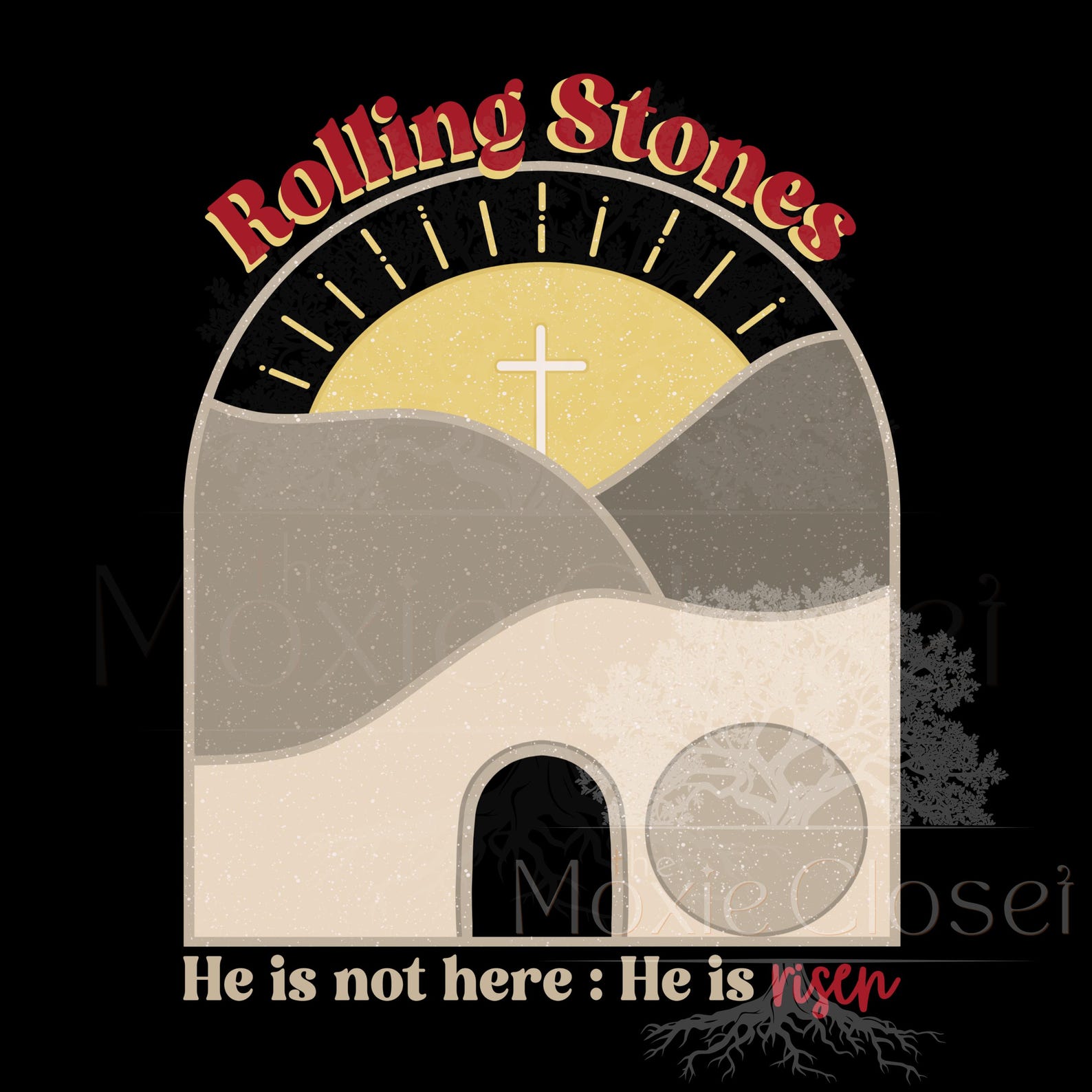 He is Risen PNG: Jesus Rolling Stones, Empty Tomb (digital Download) - Etsy