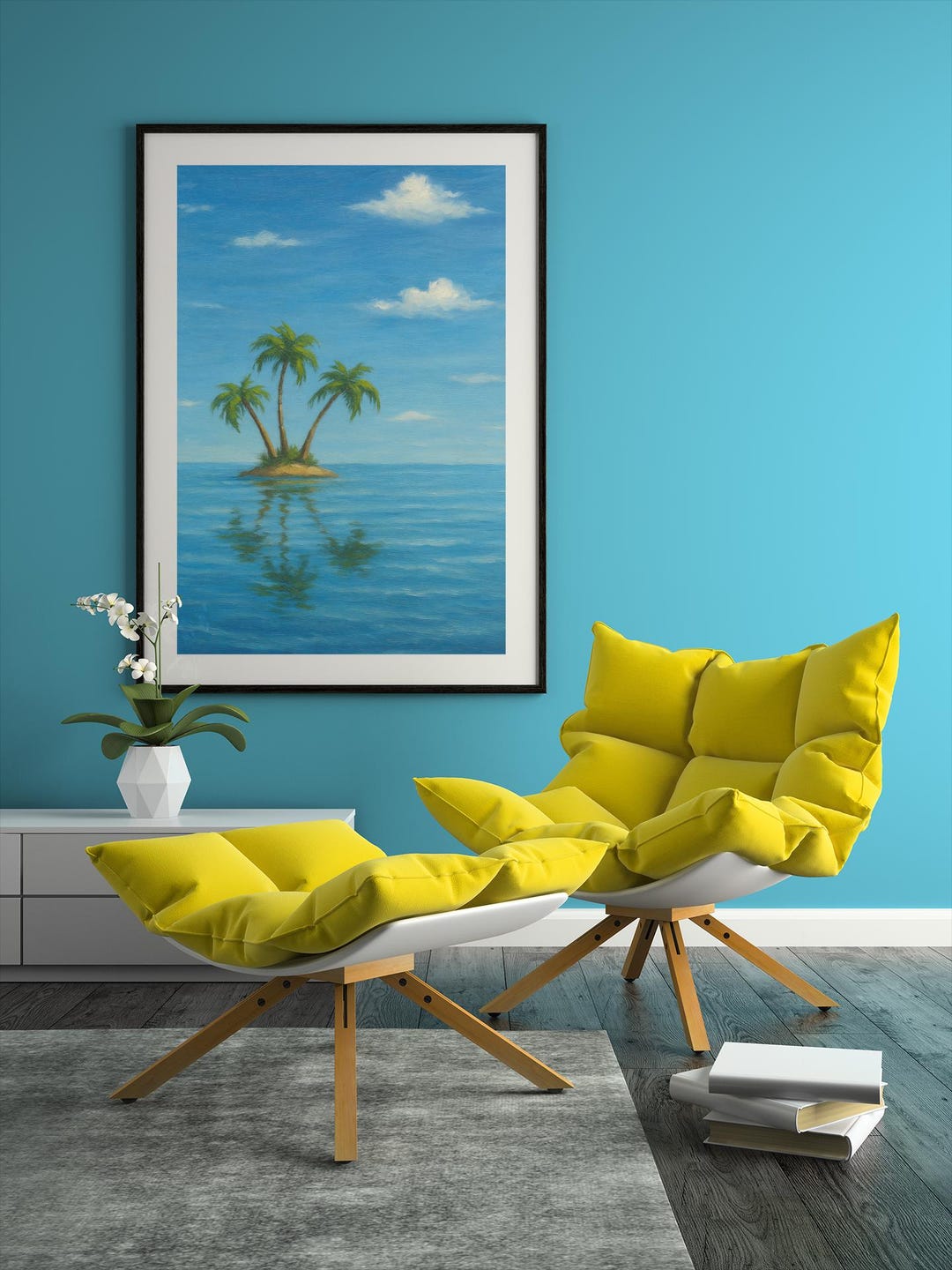 Spongebob Island Sunset Digital Art Prints – 3-pack | Tropical Cartoon ...