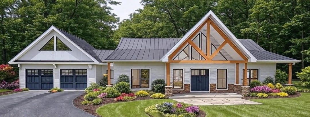 Custom Farmhouse House Plan With Basement - Etsy