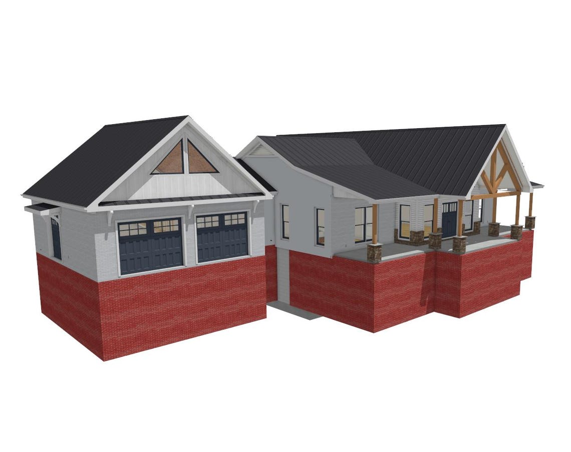 Custom Farmhouse House Plan With Basement - Etsy