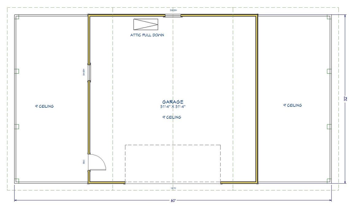 32X60 Barn Style Garage Shop Plans - Etsy