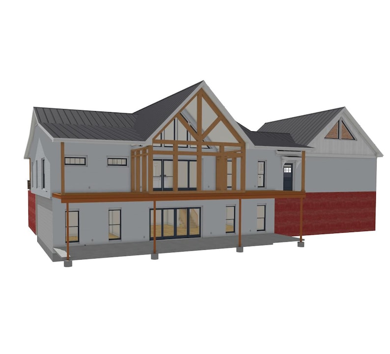 Custom Farmhouse House Plan With Basement - Etsy
