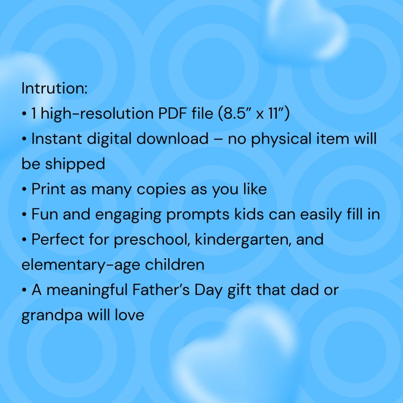 All About My Dad Father's Day Questionnaire – Printable PDF – Instant ...