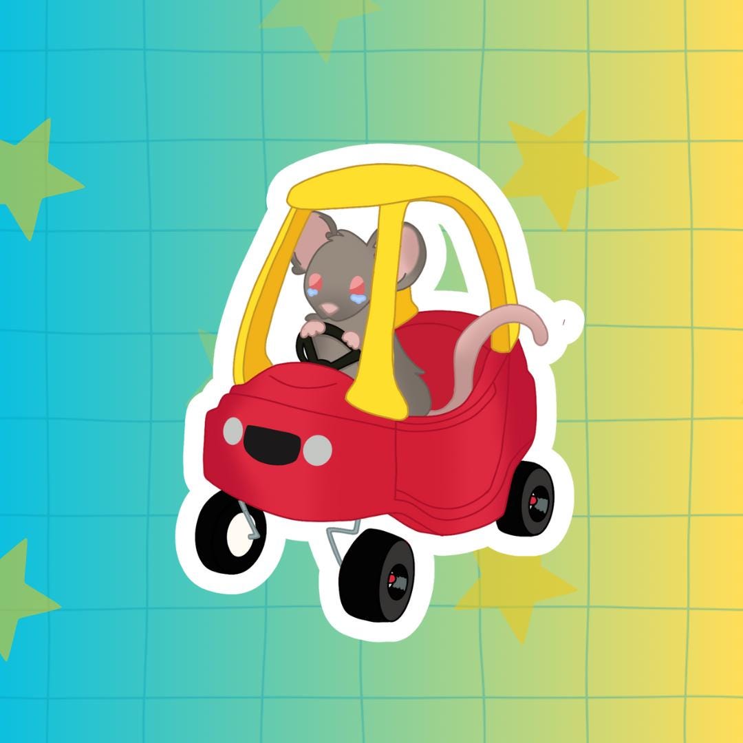 Crying Rat in a Red Toy Car Sticker - Etsy