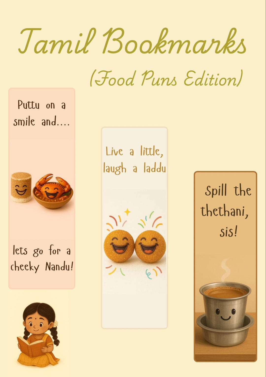 Tamil Bookmarks (food Puns Edition) - Etsy