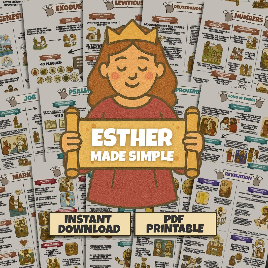 Esther Bible Study Guide: Visual Old Testament Summary (PDF) - Etsy