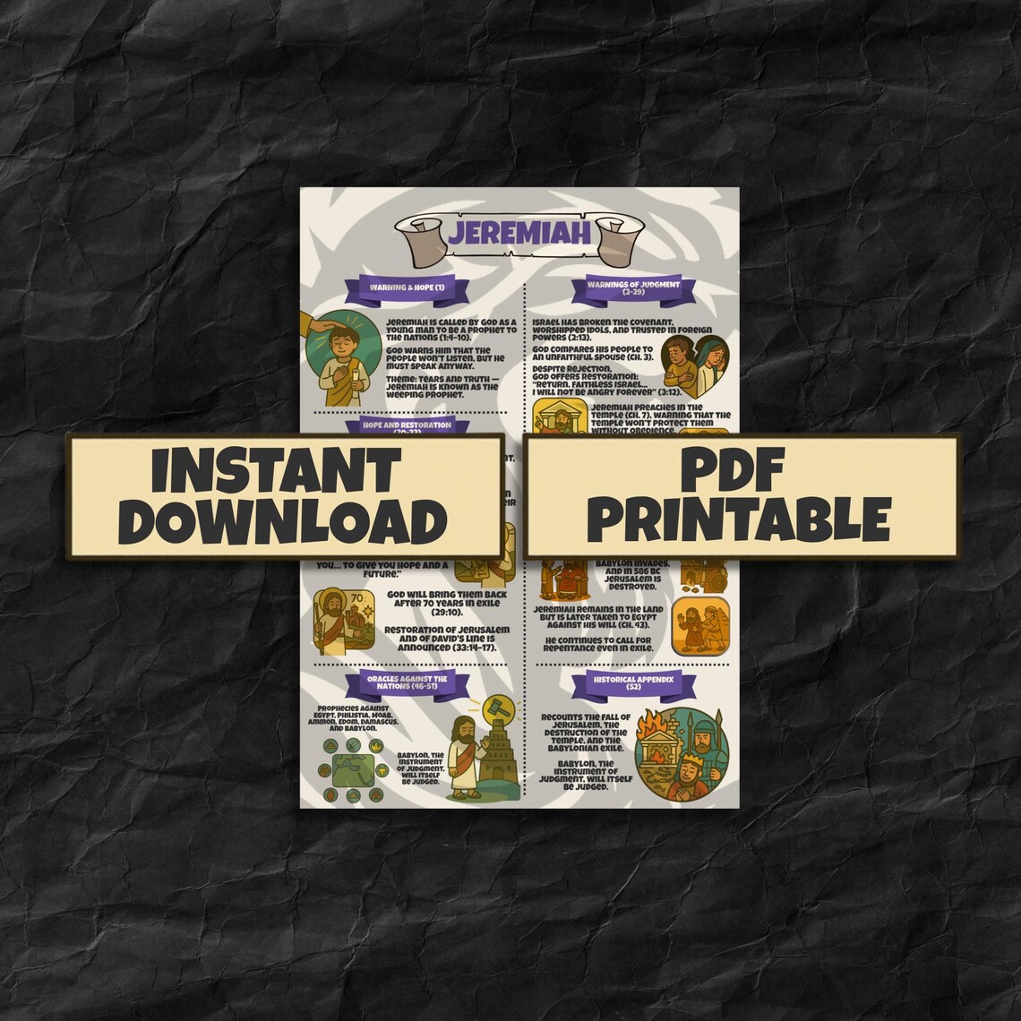 Jeremiah Bible Study Guide: Old Testament Visual Summary (PDF) - Etsy