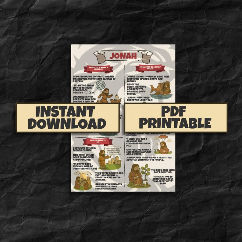Jonah Bible Study Guide: Old Testament Visual Summary (PDF) - Etsy