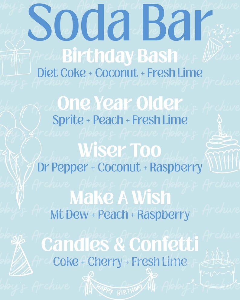 Blue Birthday Soda Bar - Etsy
