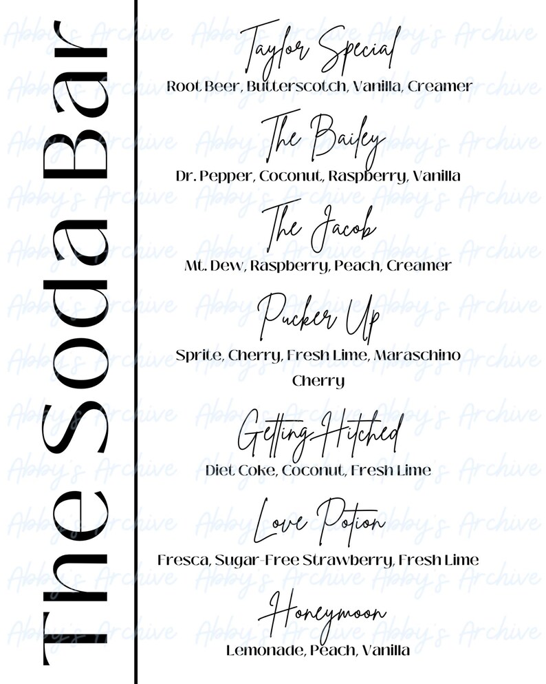 Custom Soda Bar Menu - Etsy
