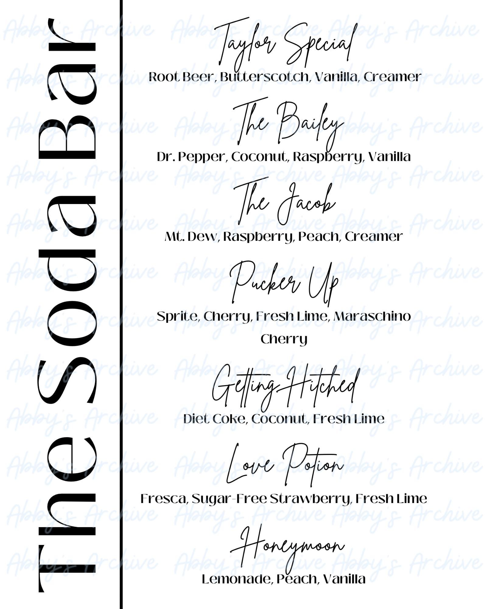 Custom Soda Bar Menu - Etsy
