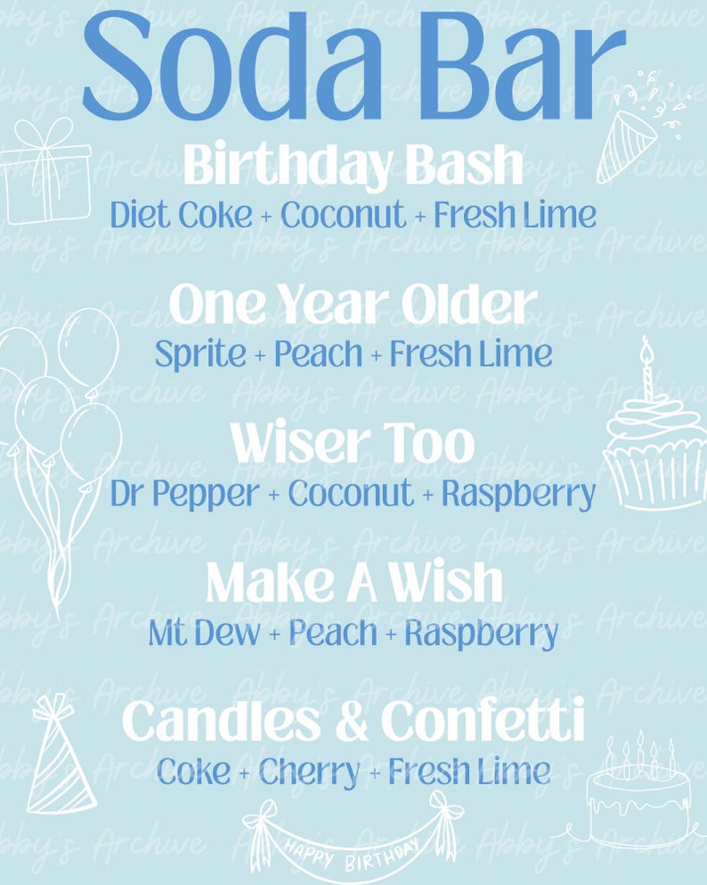 Custom Soda Bar Menu - Etsy