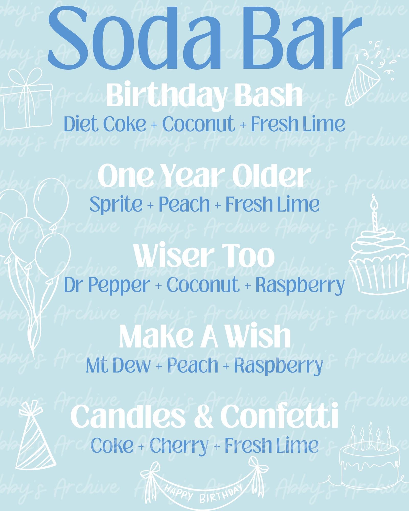 Custom Soda Bar Menu - Etsy