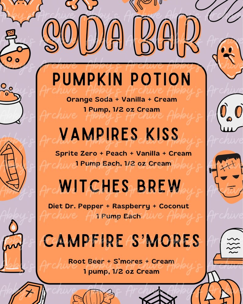 Custom Soda Bar Menu - Etsy