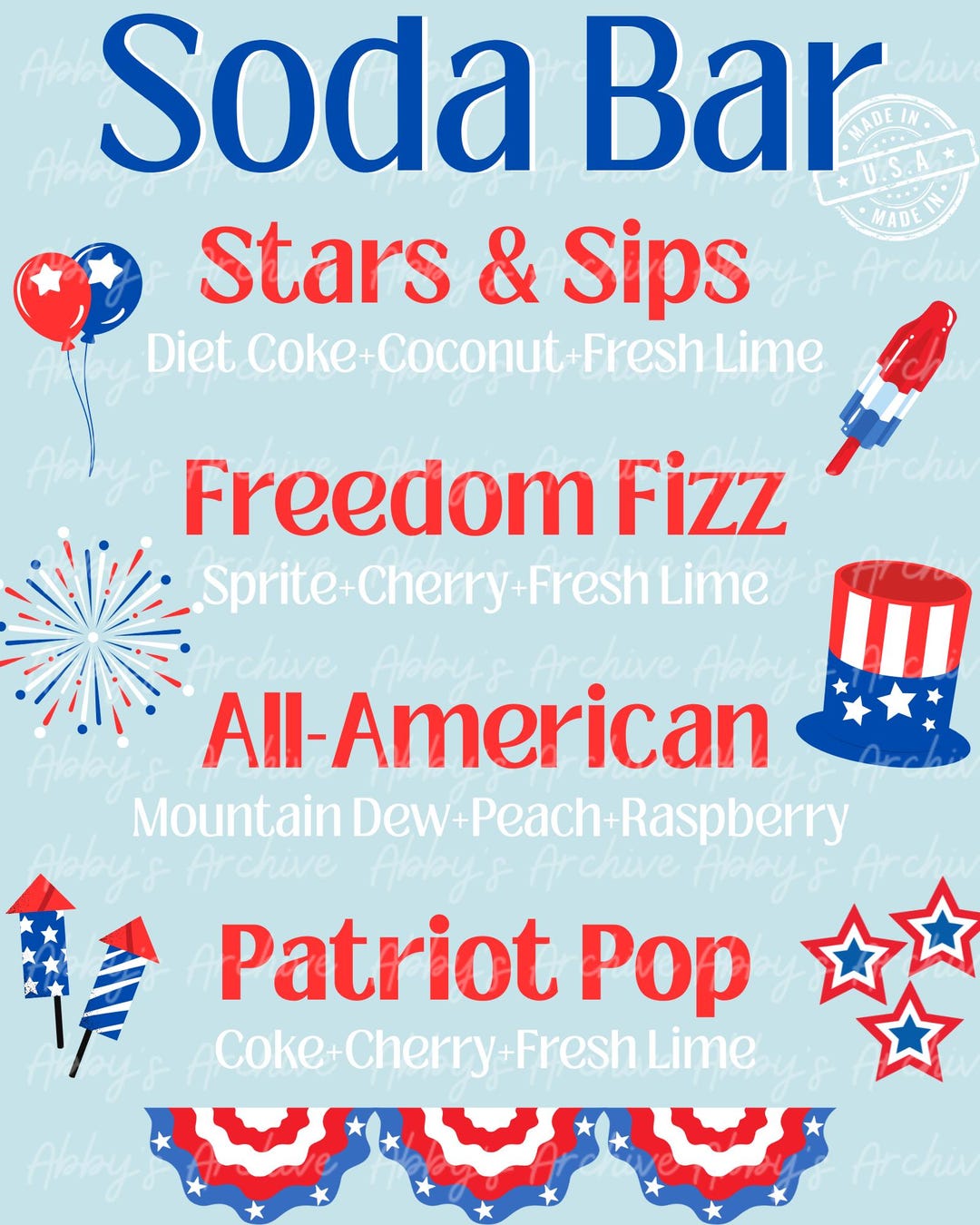 Patriotic Dirty Soda Bar - Etsy