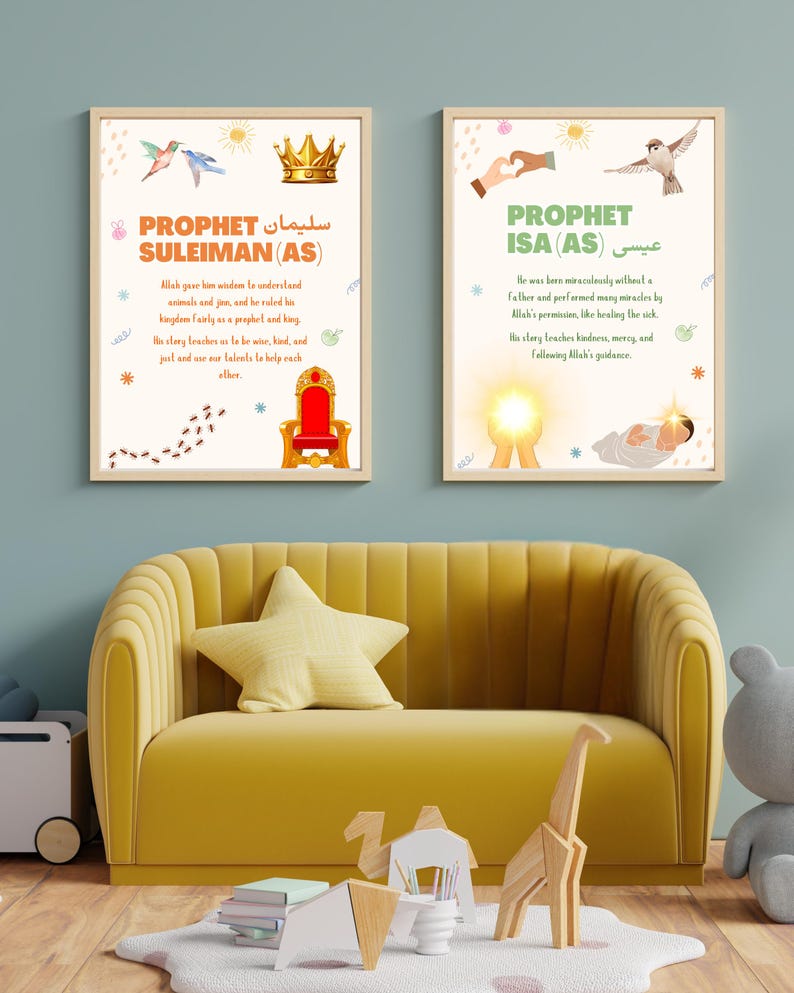 Islamic Prophets Kids Posters | Muslim Nursery Educational Art ...
