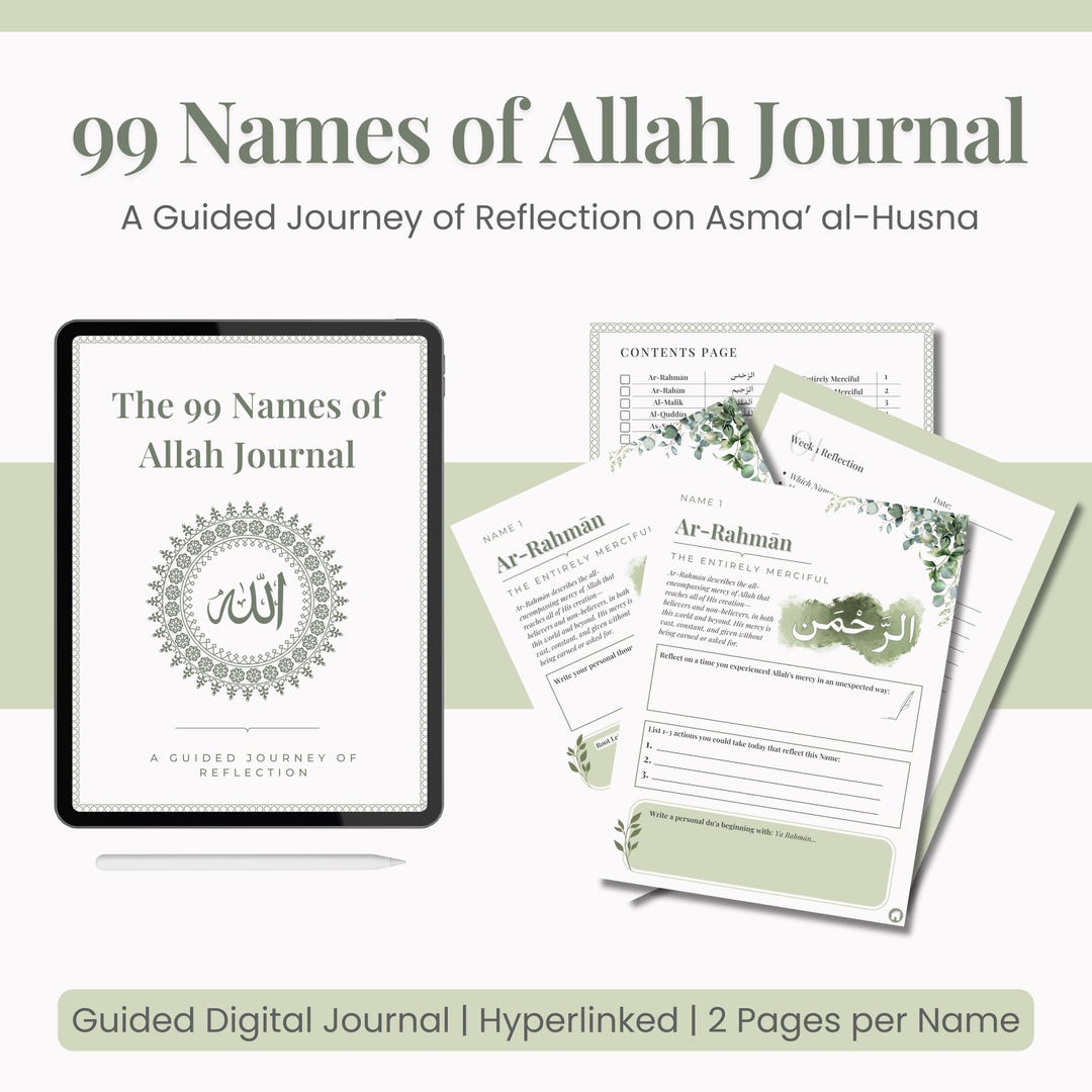 99 Names of Allah Journal | Guided Islamic Reflection Prompts (digital ...