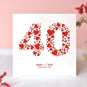 Personalised Love Hearts Ruby 40th Anniversary Card - Etsy