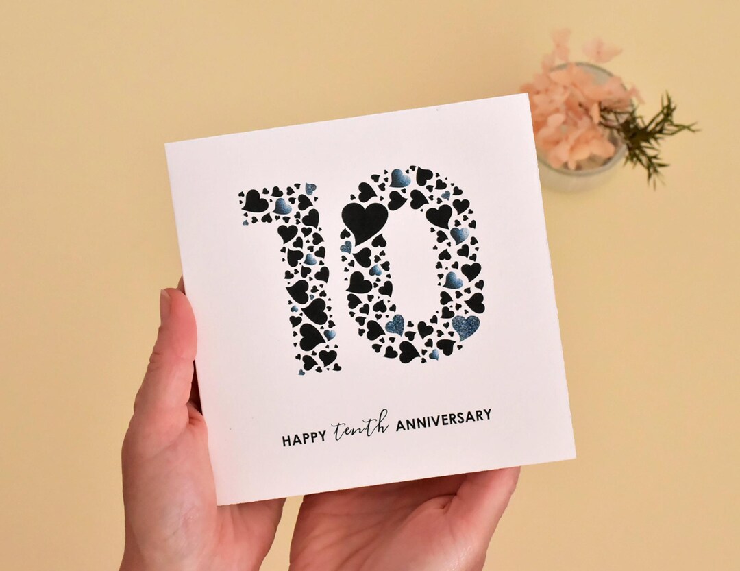 Hearts 10th Anniversary Card - INSTANT DOWNLOAD - Etsy
