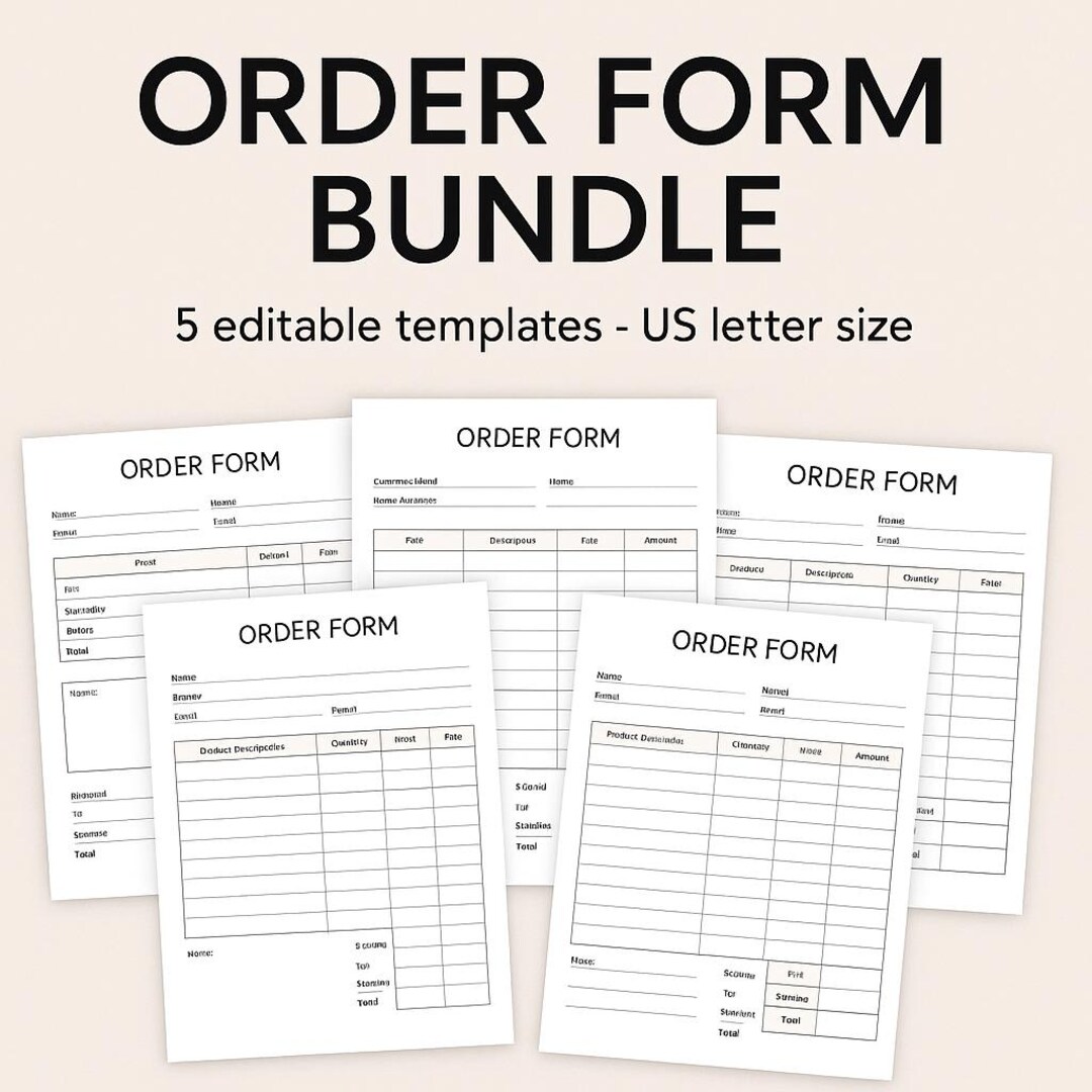 Order Form Bundle for Small Business | Printable PDF Templates - Etsy