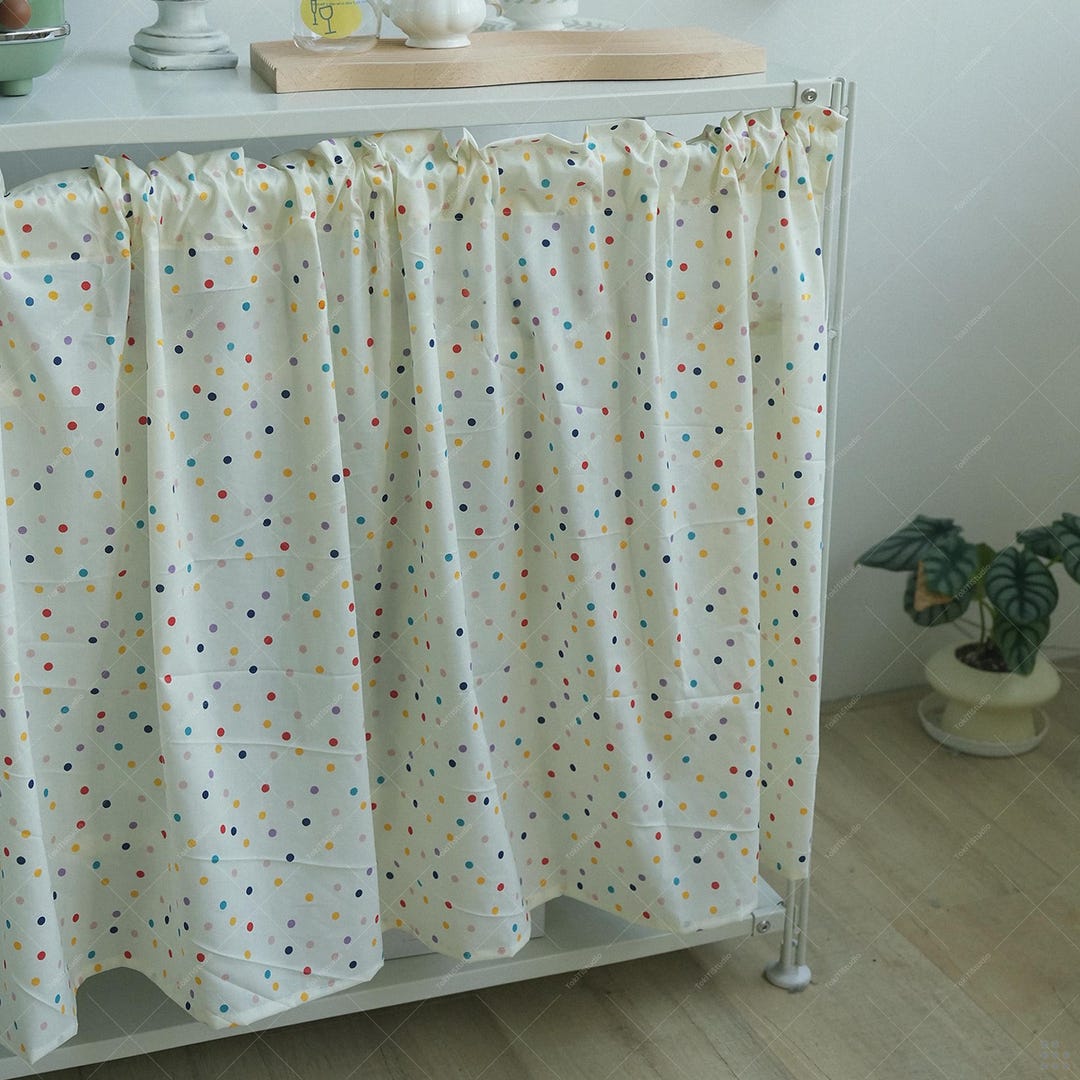 Yellow Polka Dot Cotton Curtain, Rod Pocket Small Window Panel - Etsy