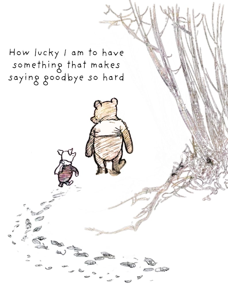 Winnie the Pooh Card, Friend Card, Good Bye Card, How Lucky I Am to ...