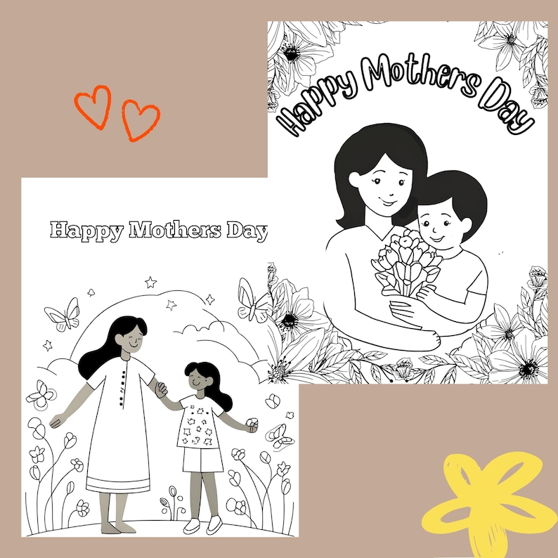 Mother’s Day Coloring Pages for Kids-5 Cute Printable Sheets - Etsy