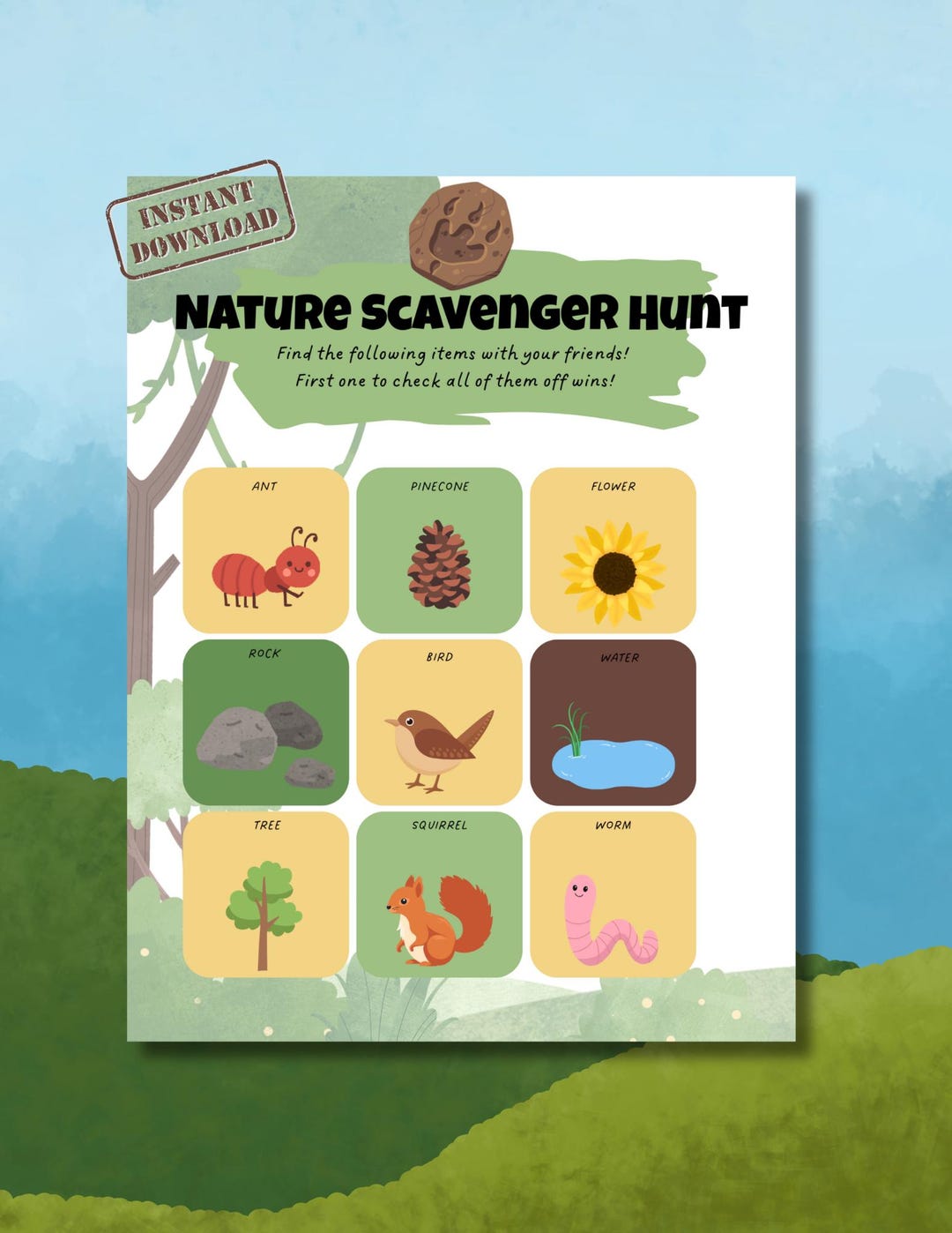 Printable Nature Scavenger Hunt for Kids – Outdoor Adventure Game PDF ...