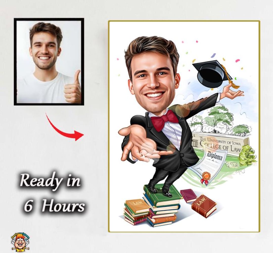 Personalized Graduation Caricature for Men – Custom Cartoon Drawing ...