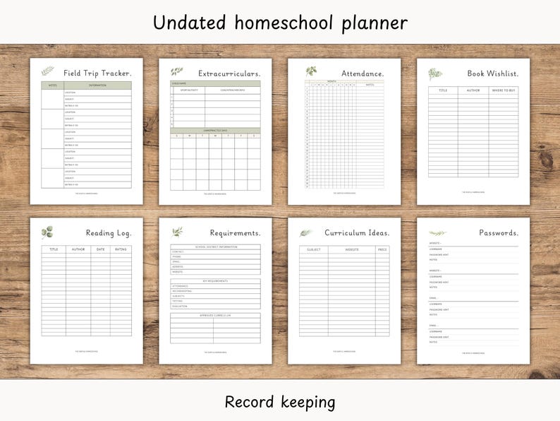Minimalistic Homeschool Planner, Lessons Plans, Field Trips, Reading ...