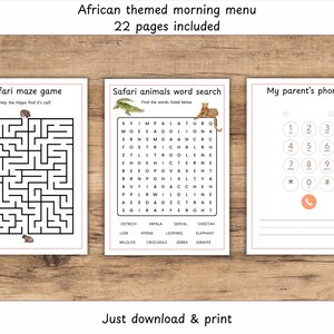 2nd Grade Morning Menu, African Safari Theme (printable PDF) - Etsy
