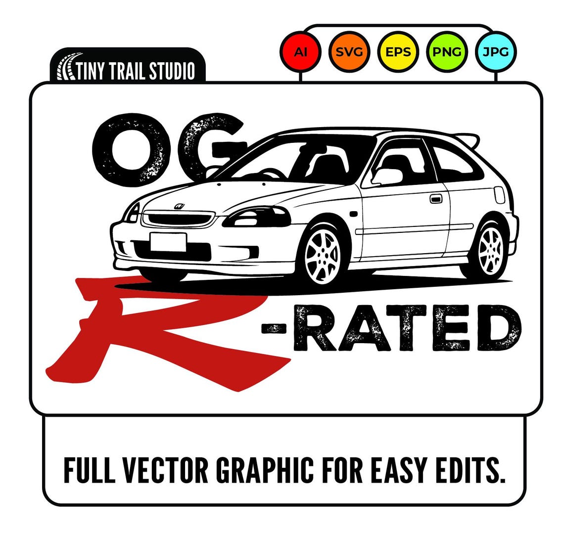 OG R-rated | Honda Civic EK9 Type R Vector Design | Ai Svg Eps Png Jpg ...
