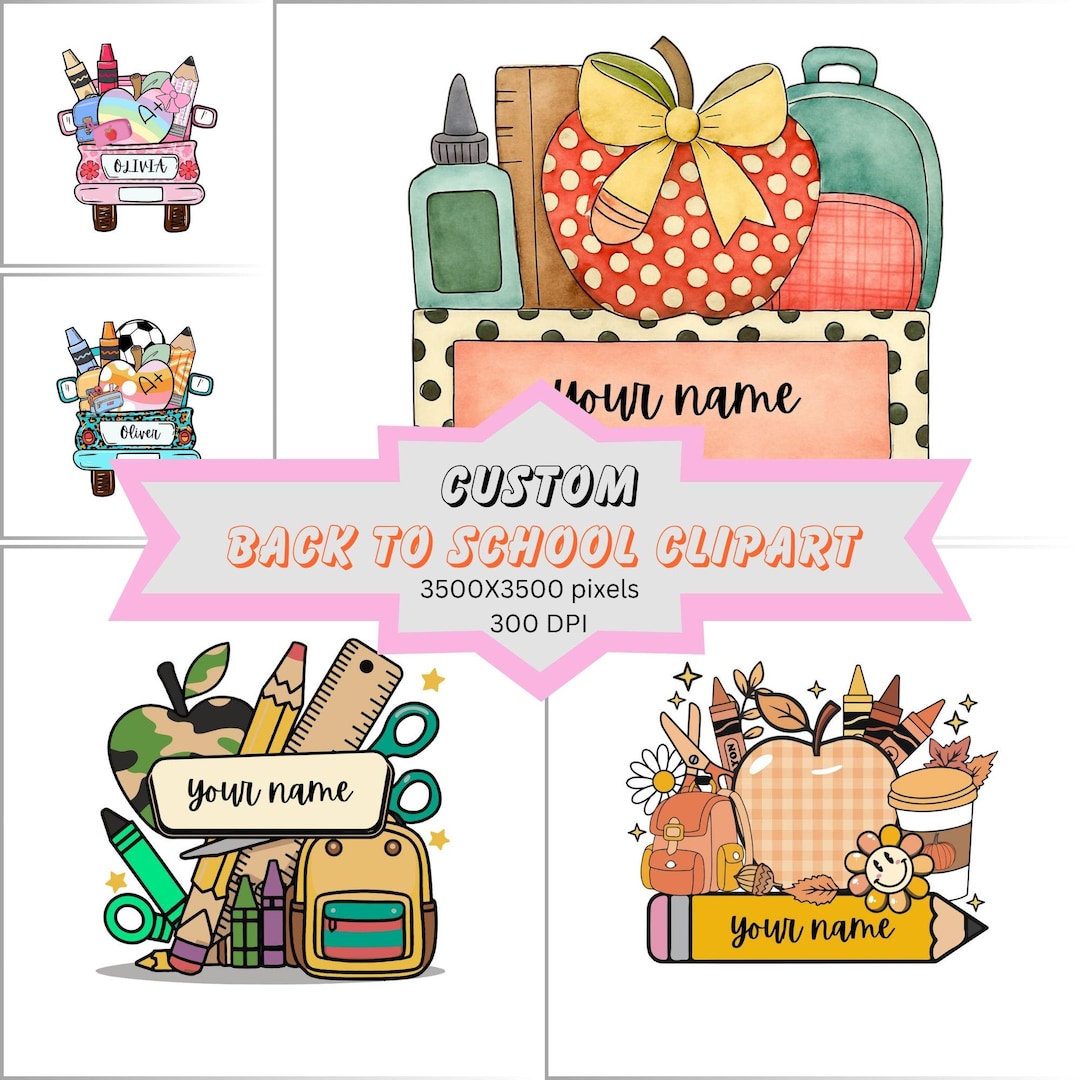 Personalized Name Clipart: Back to School Designs (digital Download) - Etsy