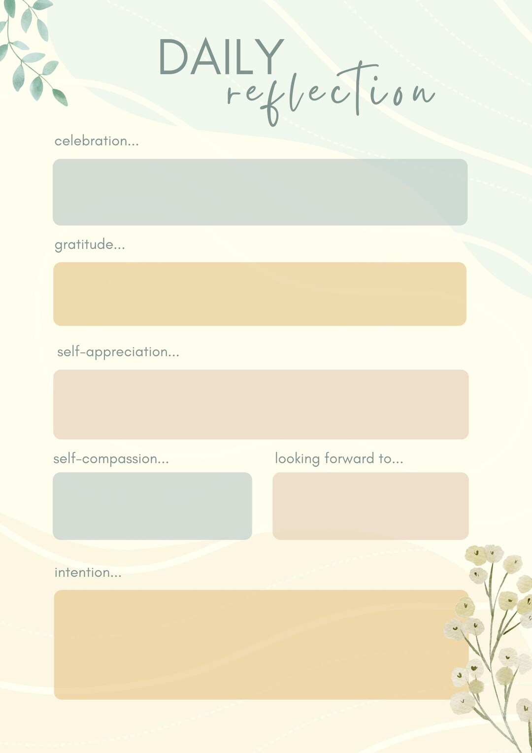 Daily Reflection Template - Etsy