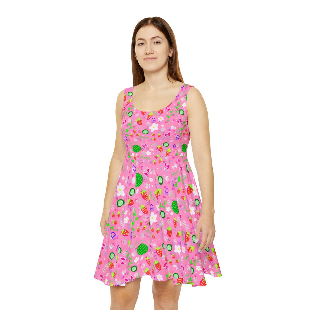 Summer Picnic Dress, Whimsical Floral Skater Dress, Fun Summer Dress ...