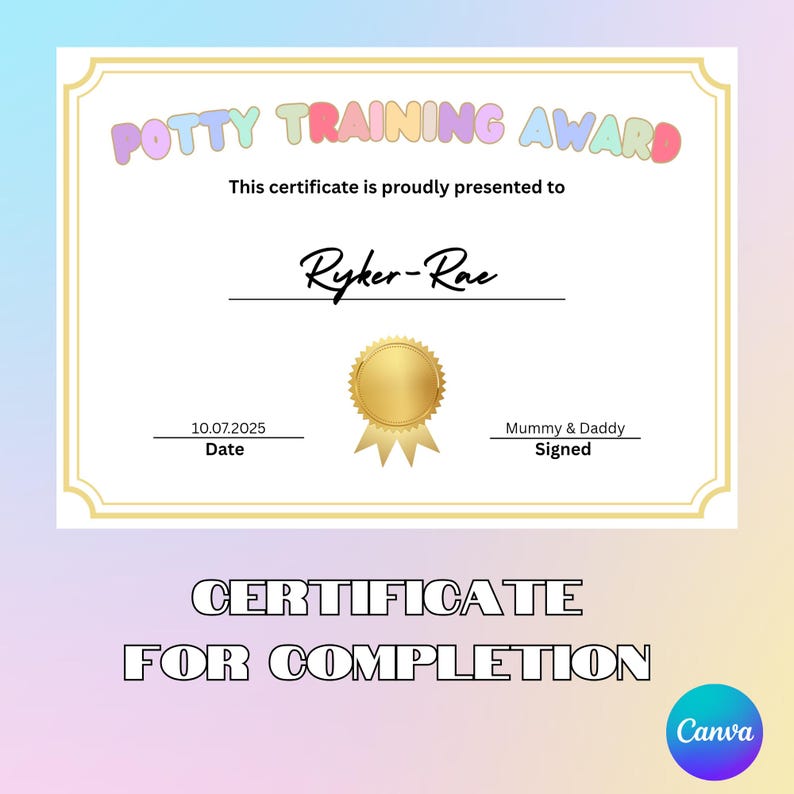 Children's Editable Potty Training Chart, Personalised Charts, Reward ...