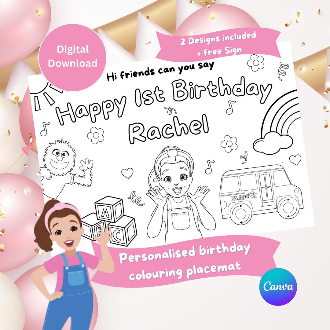 Editable Ms Rachel Birthday Activity Placemat, Birthday Activity, Ms ...