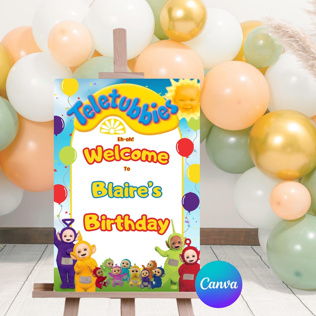Editable Teletubbies Welcome Sign: Birthday Party Decor (digital ...