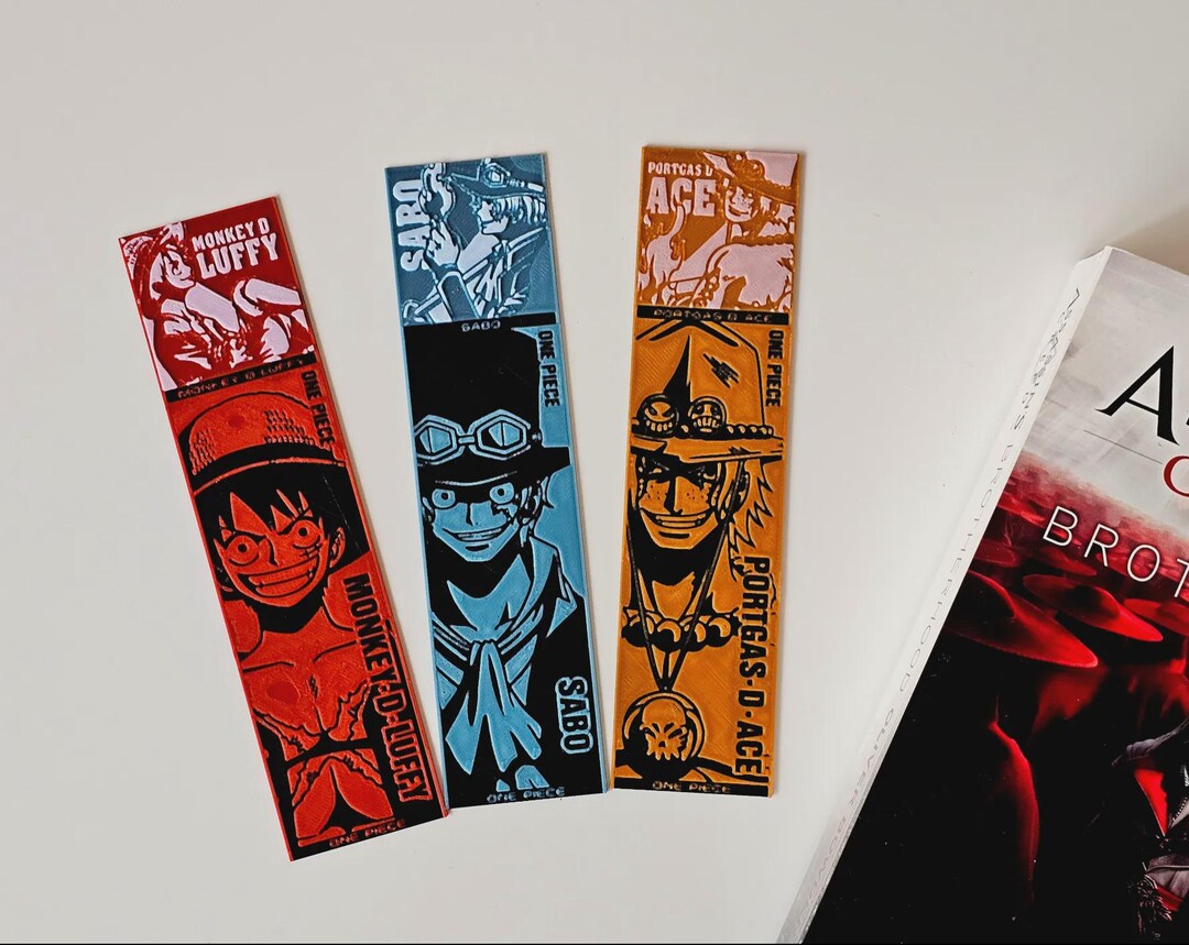 One Piece Bookmarks: Luffy, Sabo, Ace - Anime Set of 3 - Etsy