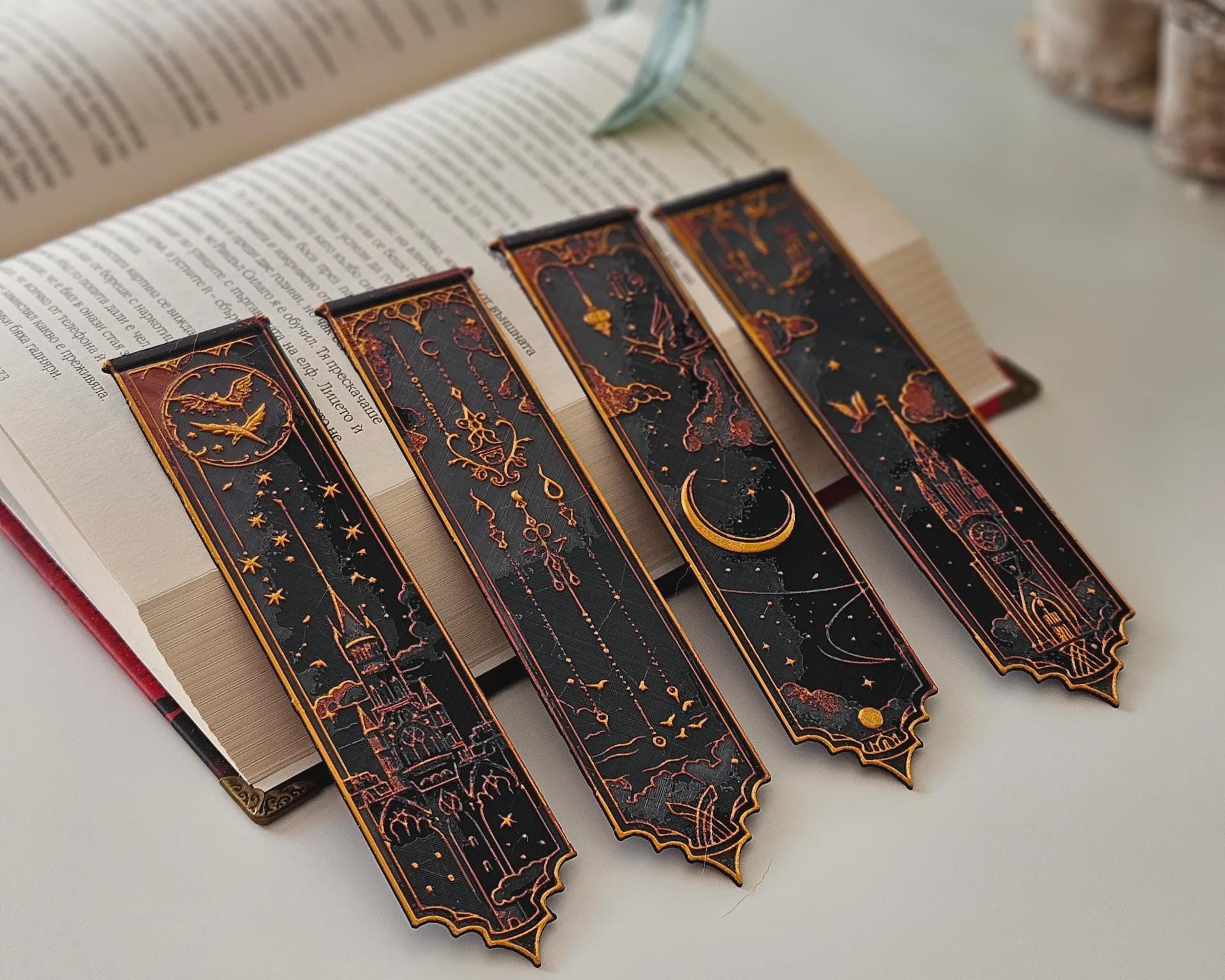 Enchanted Academy Bookmark Set: Wizarding Castle, Moon, Stars - Etsy