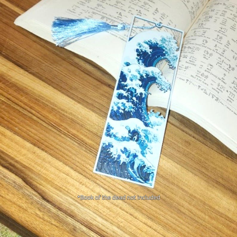 Great Wave Bookmark: Elegant Japanese Art, Blue Tassel - Etsy