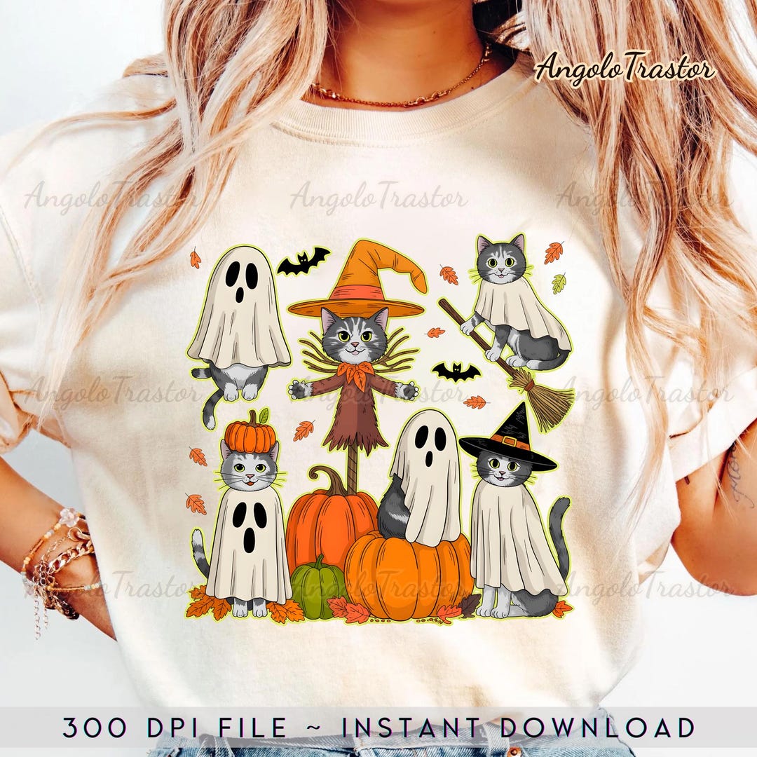 Happy Howl-o-ween PNG, Cute Halloween Cat Ghost Pumpkin Clipart, Funny ...